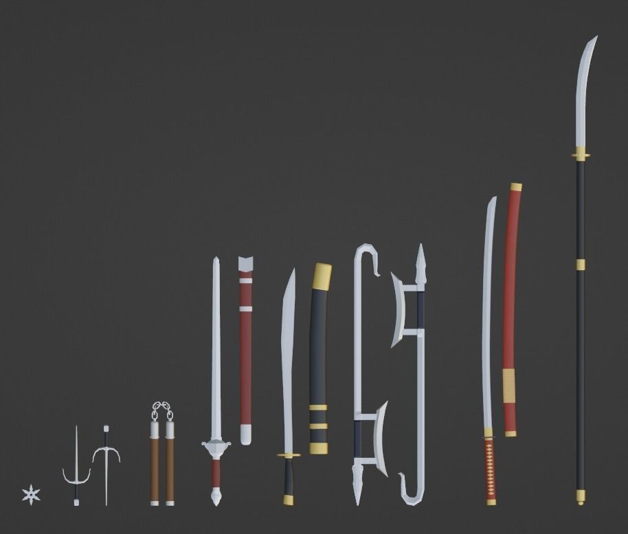 Chinese weapons asset pack free VR / AR / low-poly 3D model | CGTrader