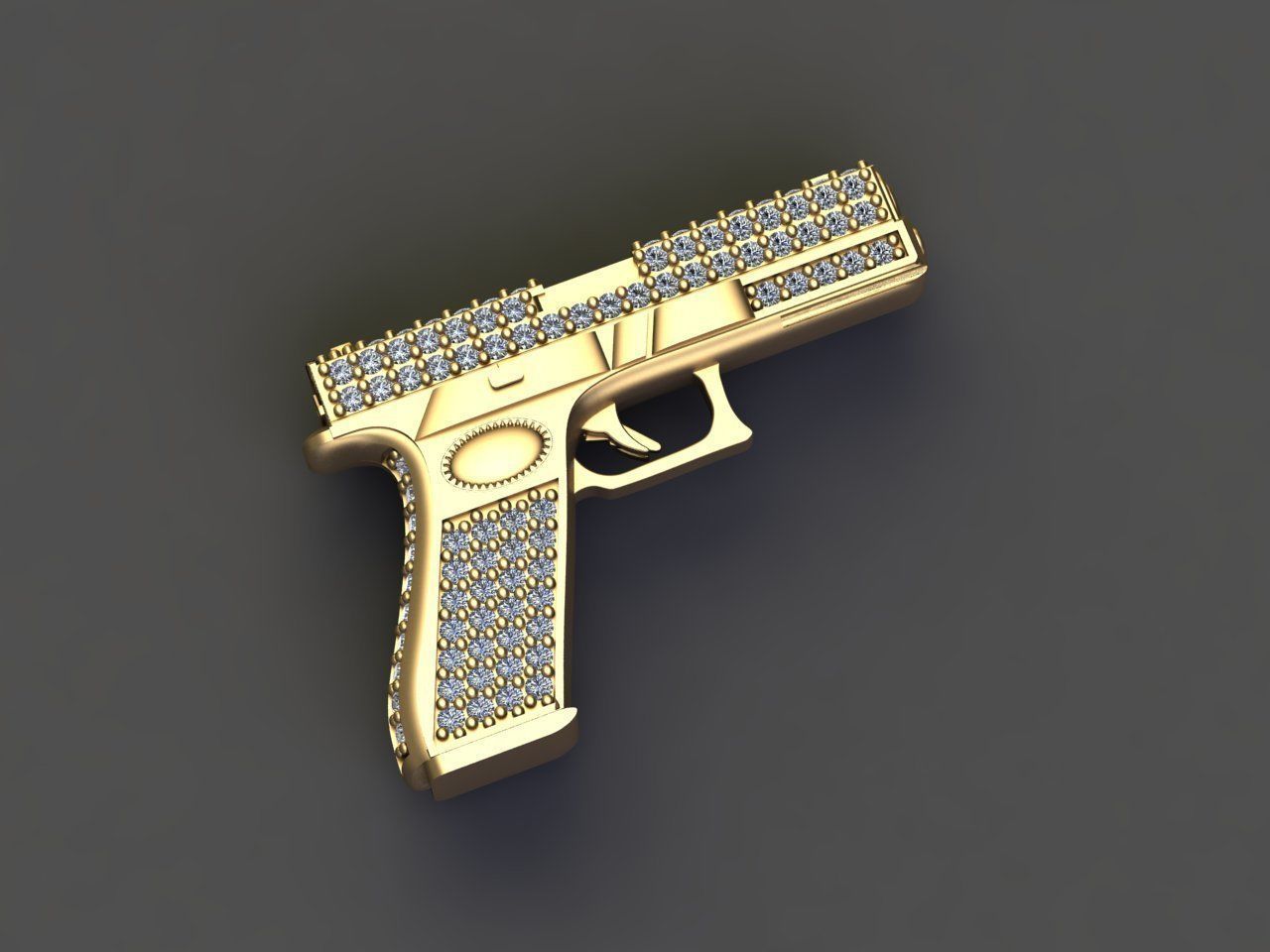 Pistol Pendant Silver Gold Platinum Luxury Jewelry 3DM STL 3D model 3D ...