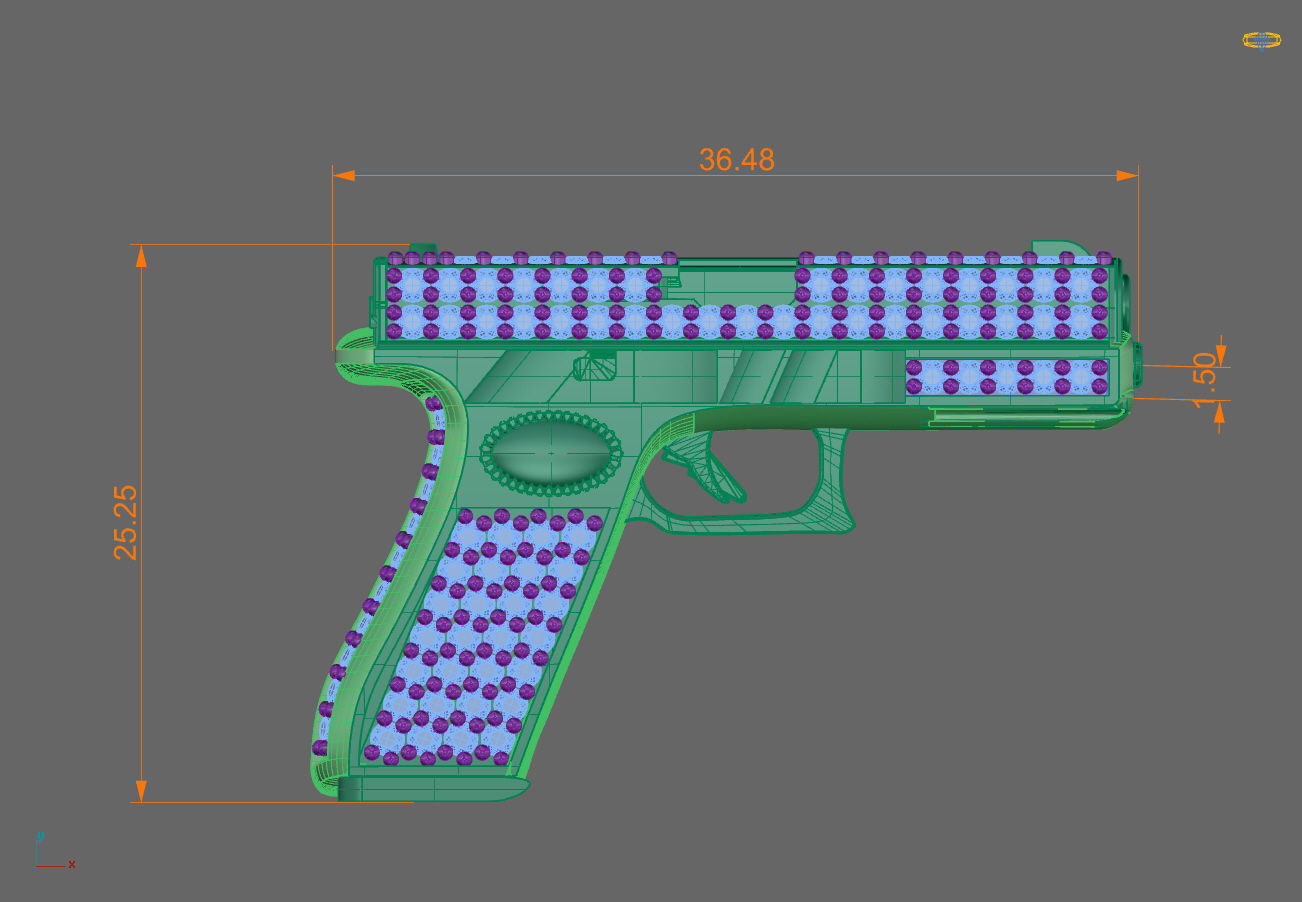 Pistol Pendant Silver Gold Platinum Luxury Jewelry 3DM STL 3D model 3D ...