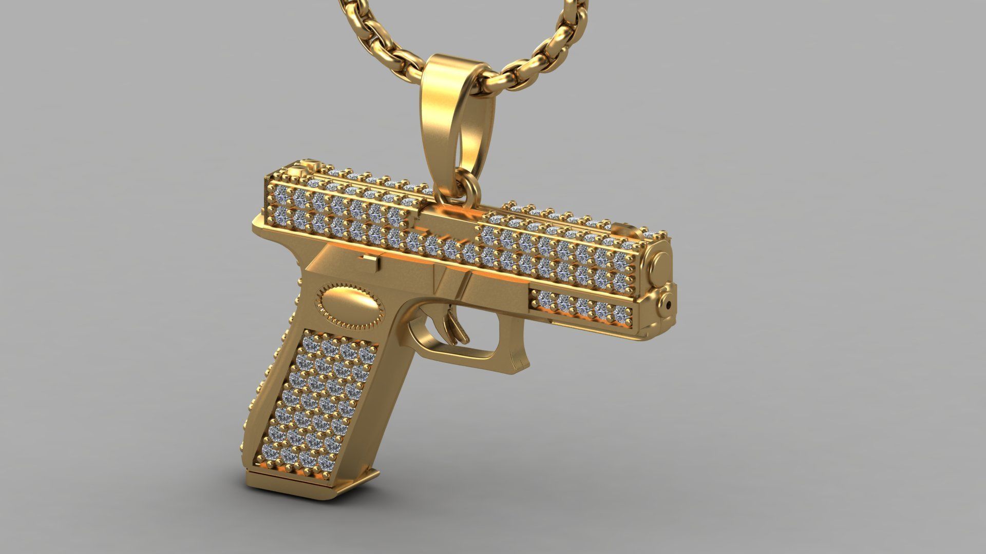 Pistol Pendant Silver Gold Platinum Luxury Jewelry 3DM STL 3D model 3D ...