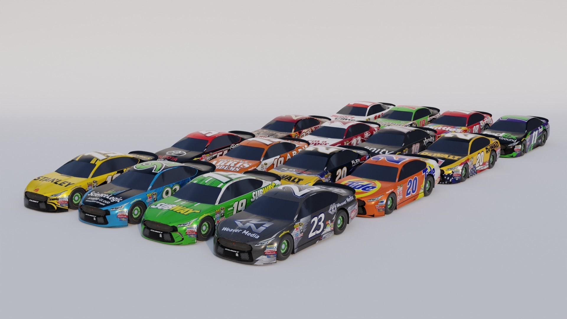 Nascar Race Car Pack - 16 Car UPDATED 3D model | CGTrader