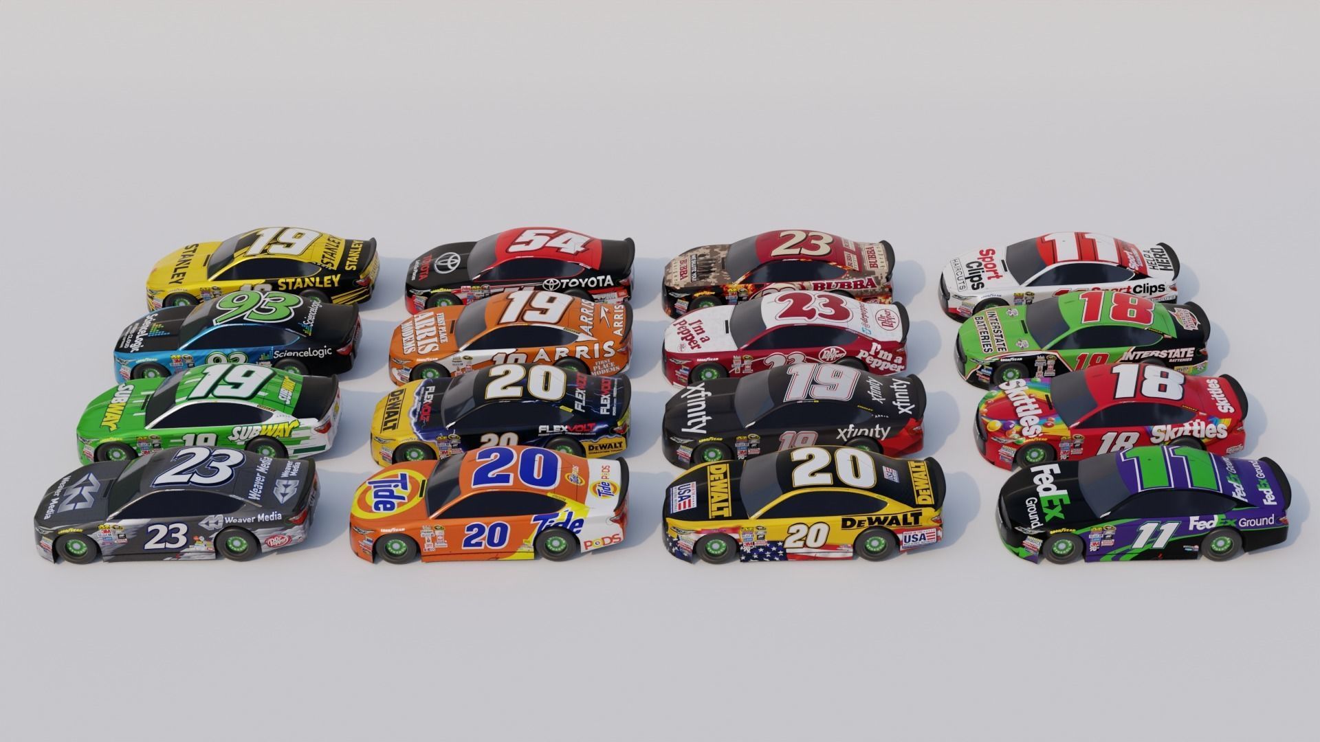 Nascar Race Car Pack - 16 Car UPDATED 3D model | CGTrader