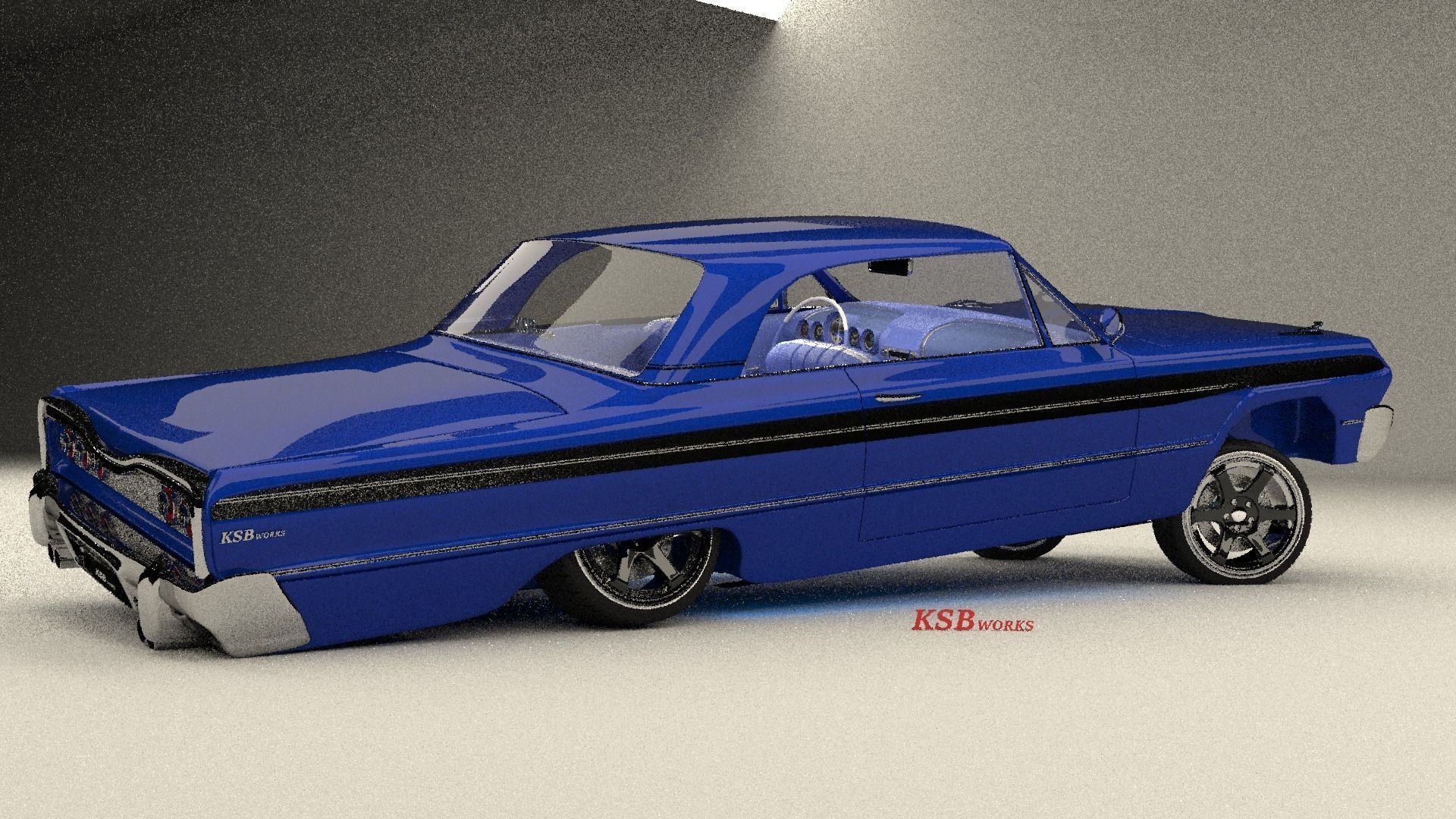 1963-64 chevrolet impala blue 3D model rigged | CGTrader