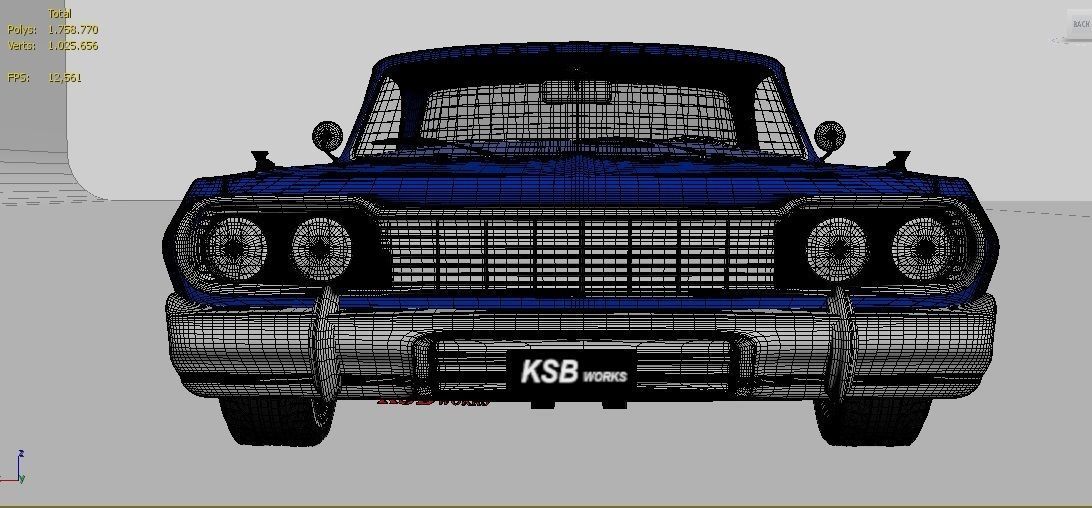 1963-64 chevrolet impala blue 3D model rigged | CGTrader