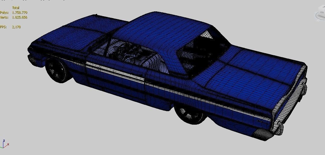 1963-64 chevrolet impala blue 3D model rigged | CGTrader