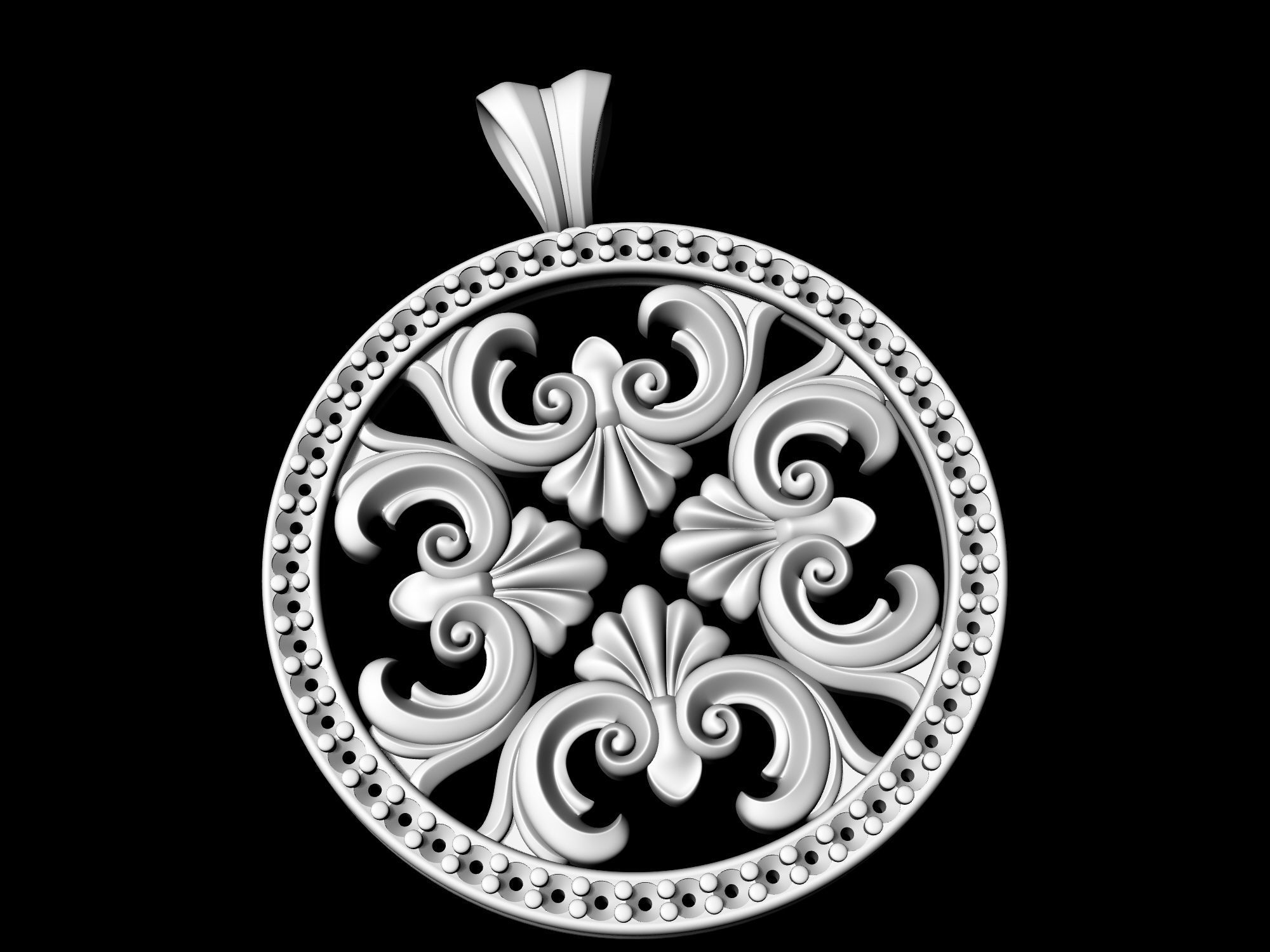 Round filigree pendant 3D model 3D printable | CGTrader