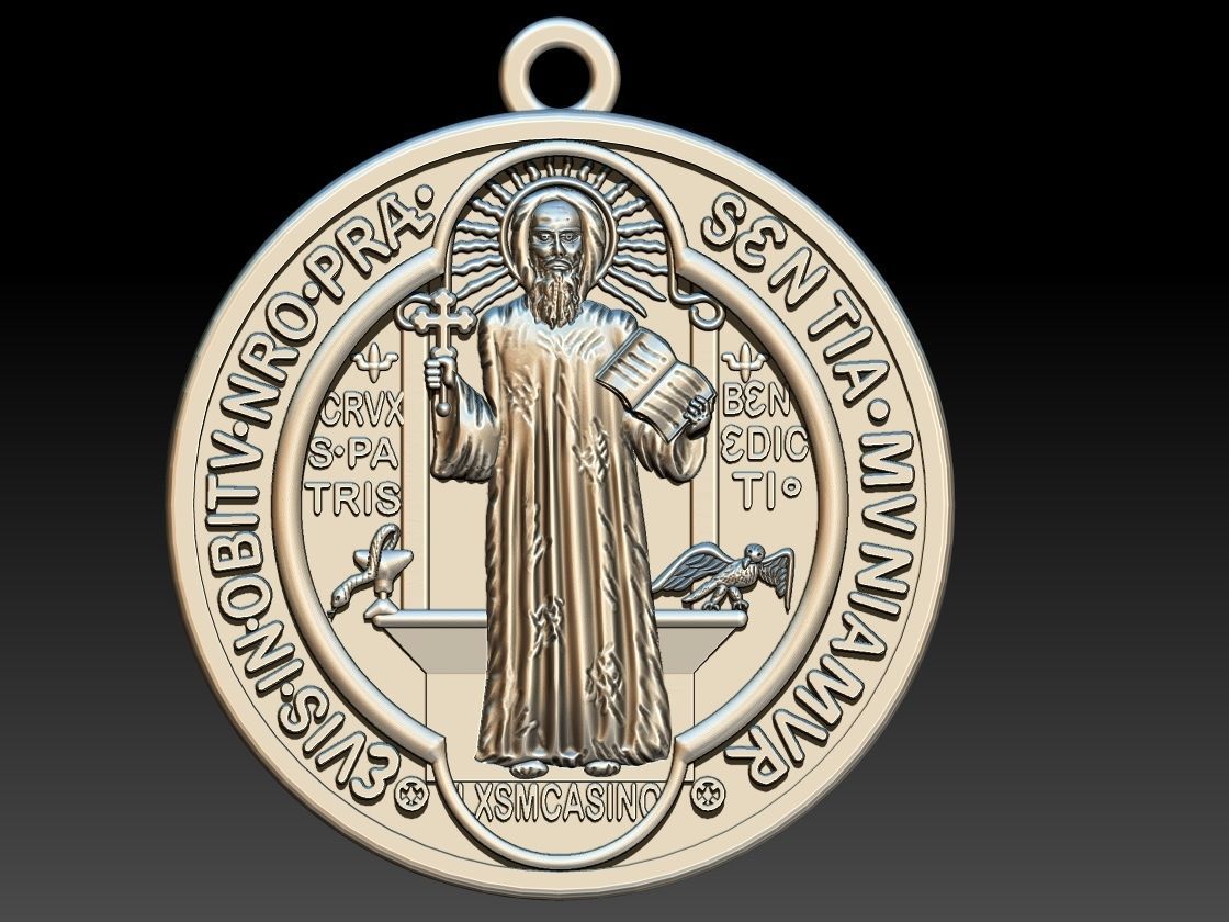 Saint Benedict - Sao Bento Pendant Pingente 3D model 3D printable ...
