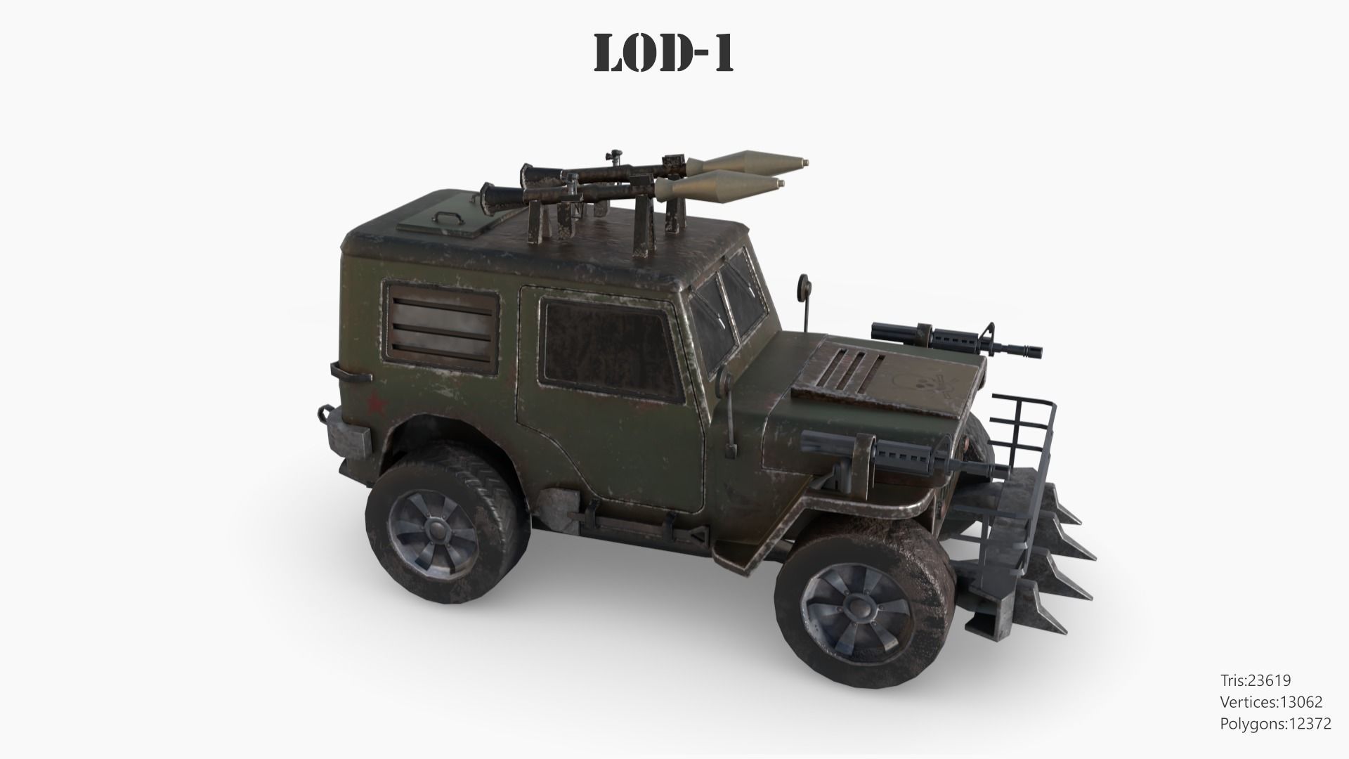 3D model Post Apocalyptic Jeep Low-poly War Car Game Asset VR / AR ...