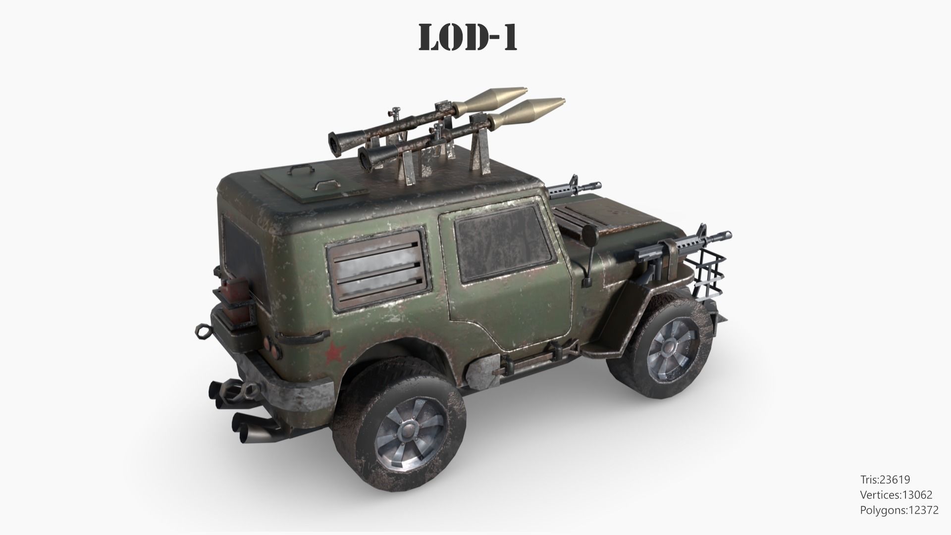 3D model Post Apocalyptic Jeep Low-poly War Car Game Asset VR / AR ...