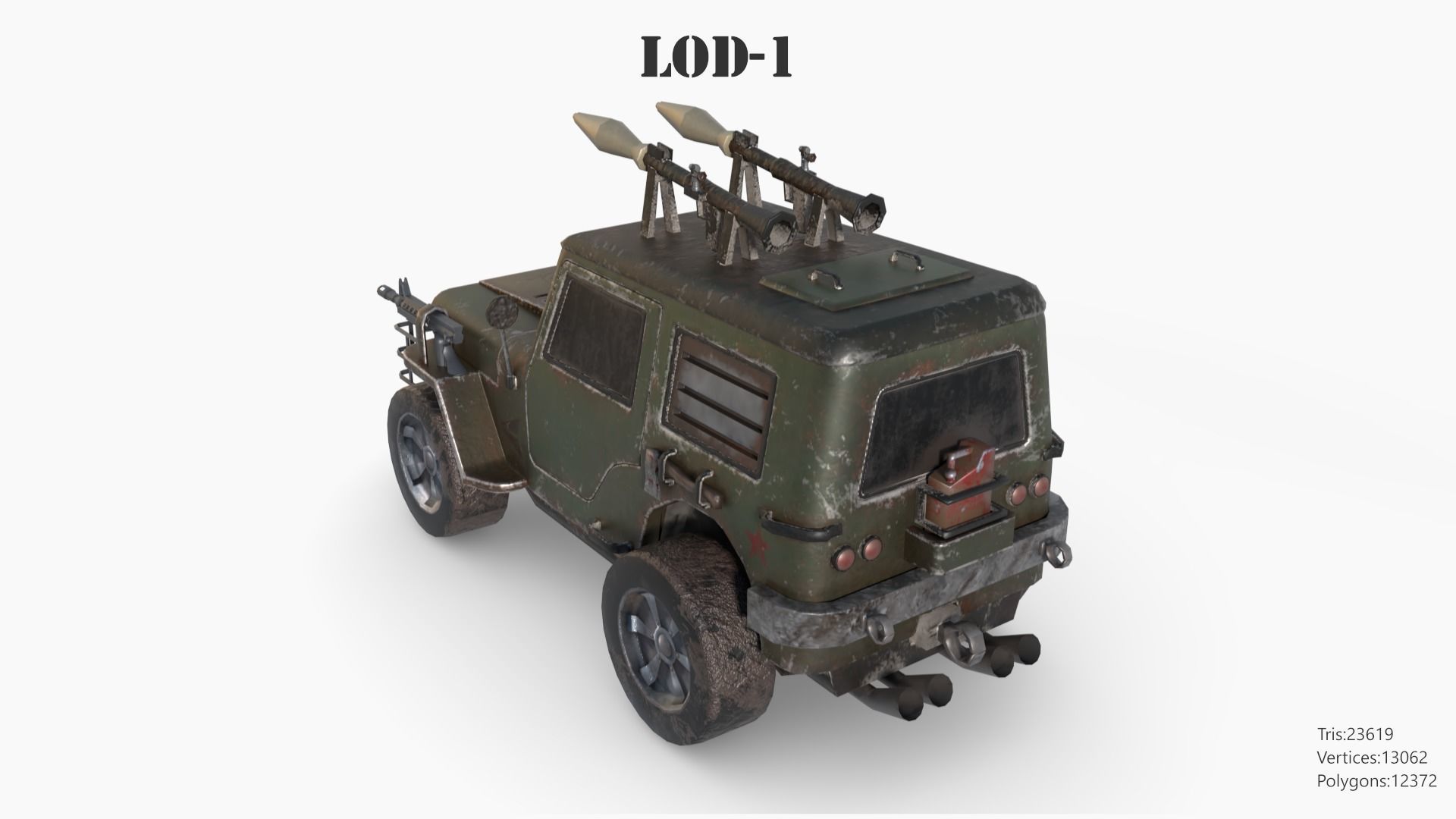 3D model Post Apocalyptic Jeep Low-poly War Car Game Asset VR / AR ...