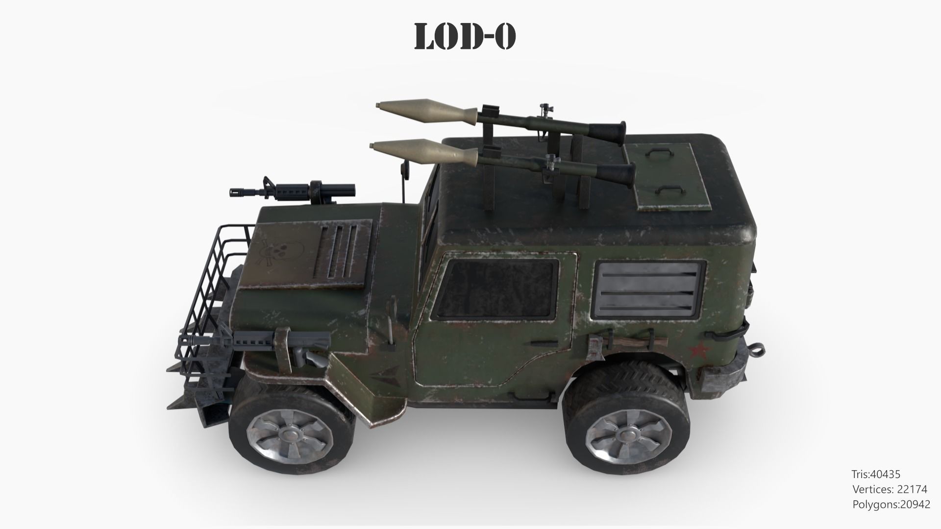 3D model Post Apocalyptic Jeep Low-poly War Car Game Asset VR / AR ...