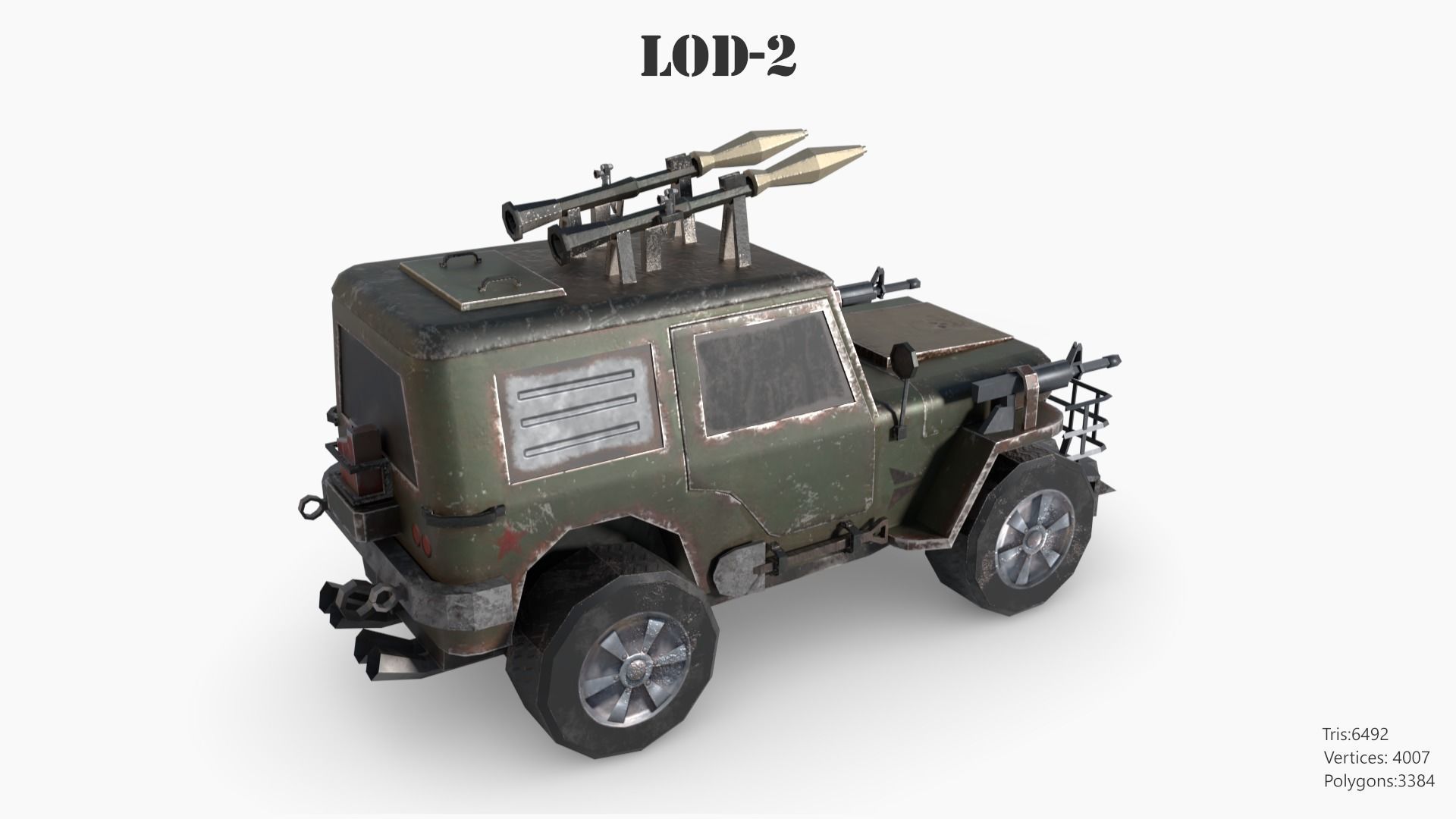 3D model Post Apocalyptic Jeep Low-poly War Car Game Asset VR / AR ...