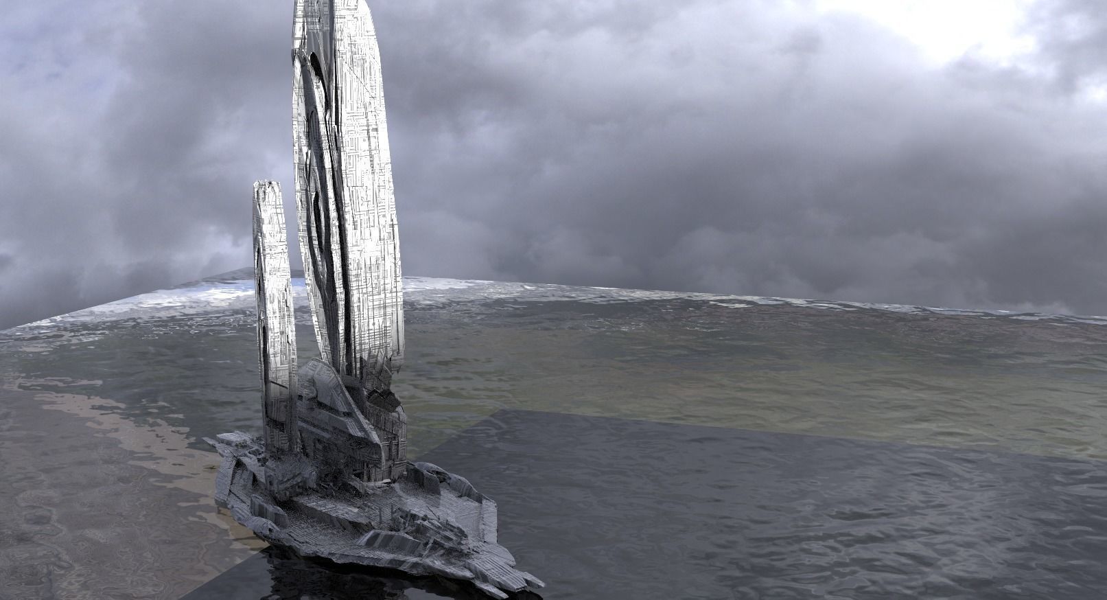 Halo Forerunner Inspired Alien Tower 3 3D model | CGTrader