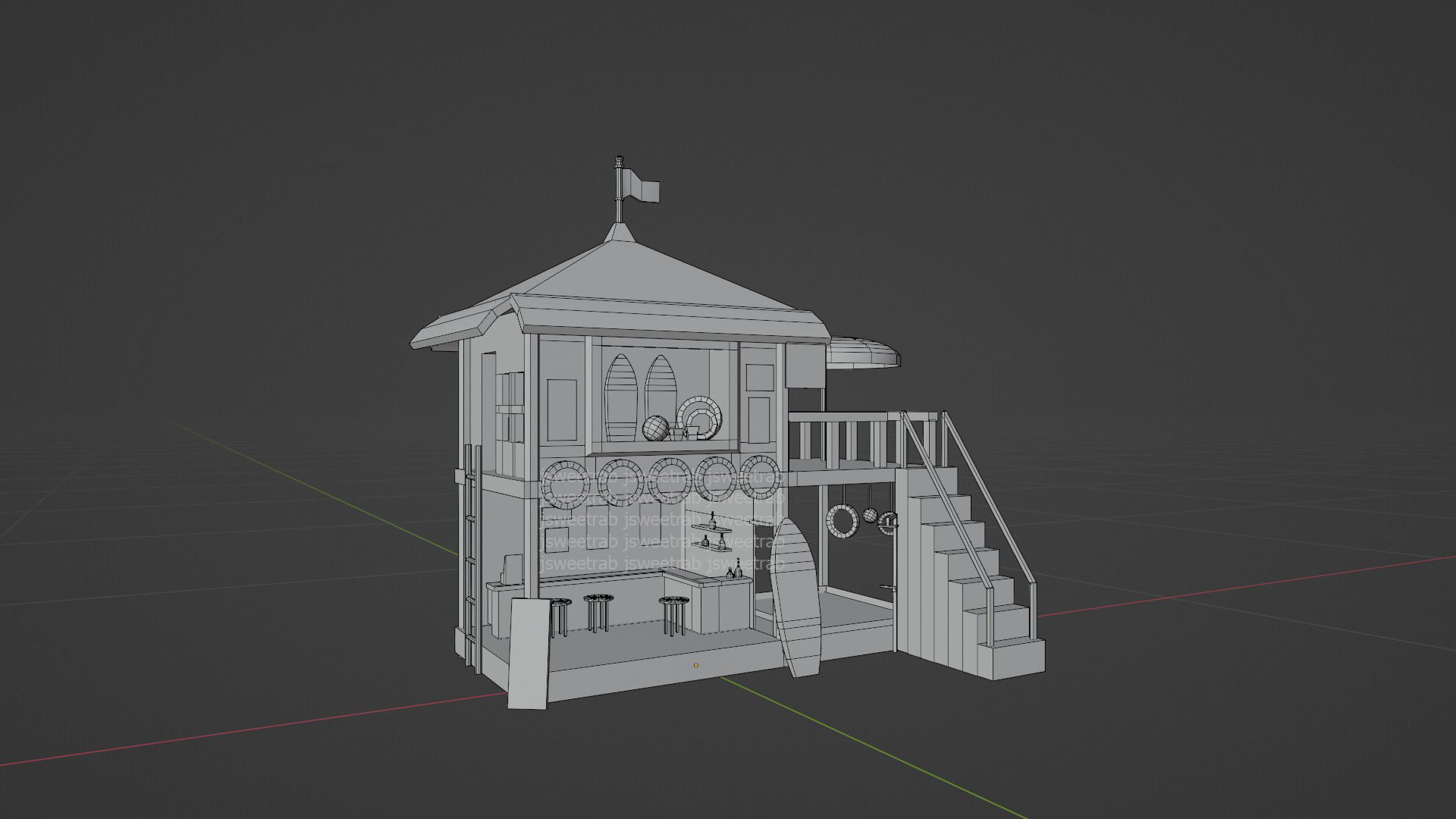 3D model Beach shop with bar VR / AR / low-poly | CGTrader