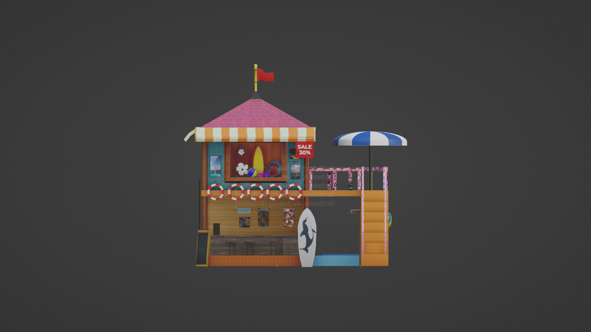 3D model Beach shop with bar VR / AR / low-poly | CGTrader