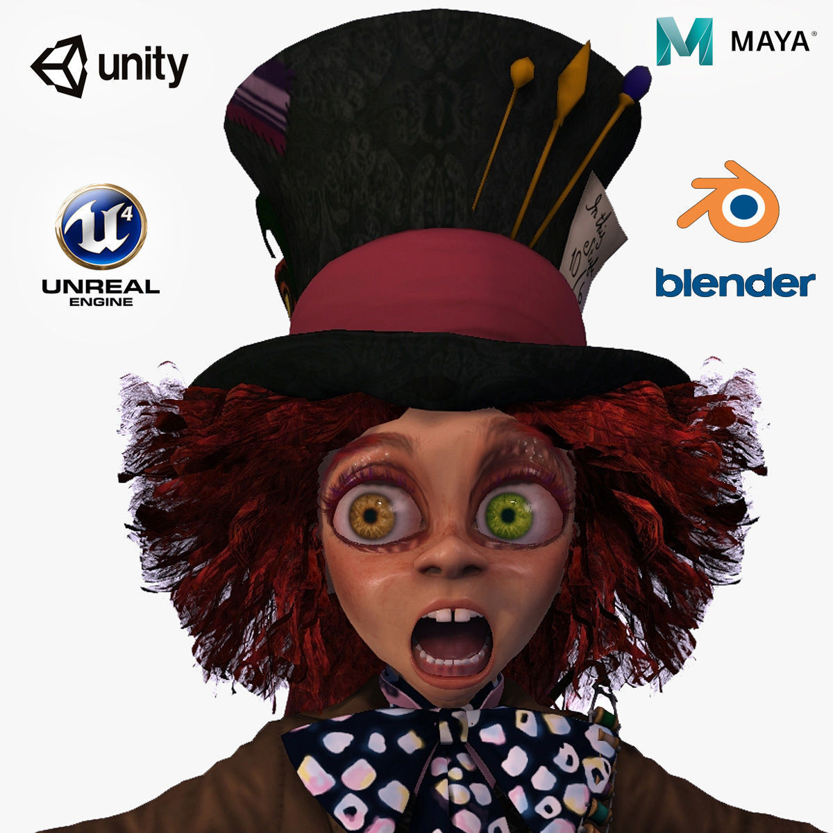 Mad Hatter High quality character full Rigged and Animated 3D model ...