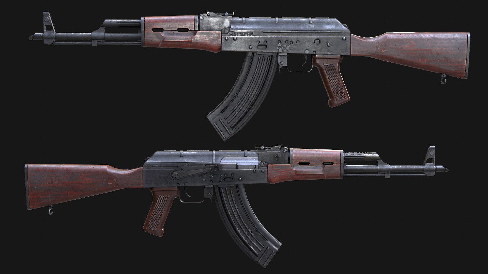 3D model Modern AAA Rifle Pack Game Ready PBR VR / AR / low-poly rigged ...