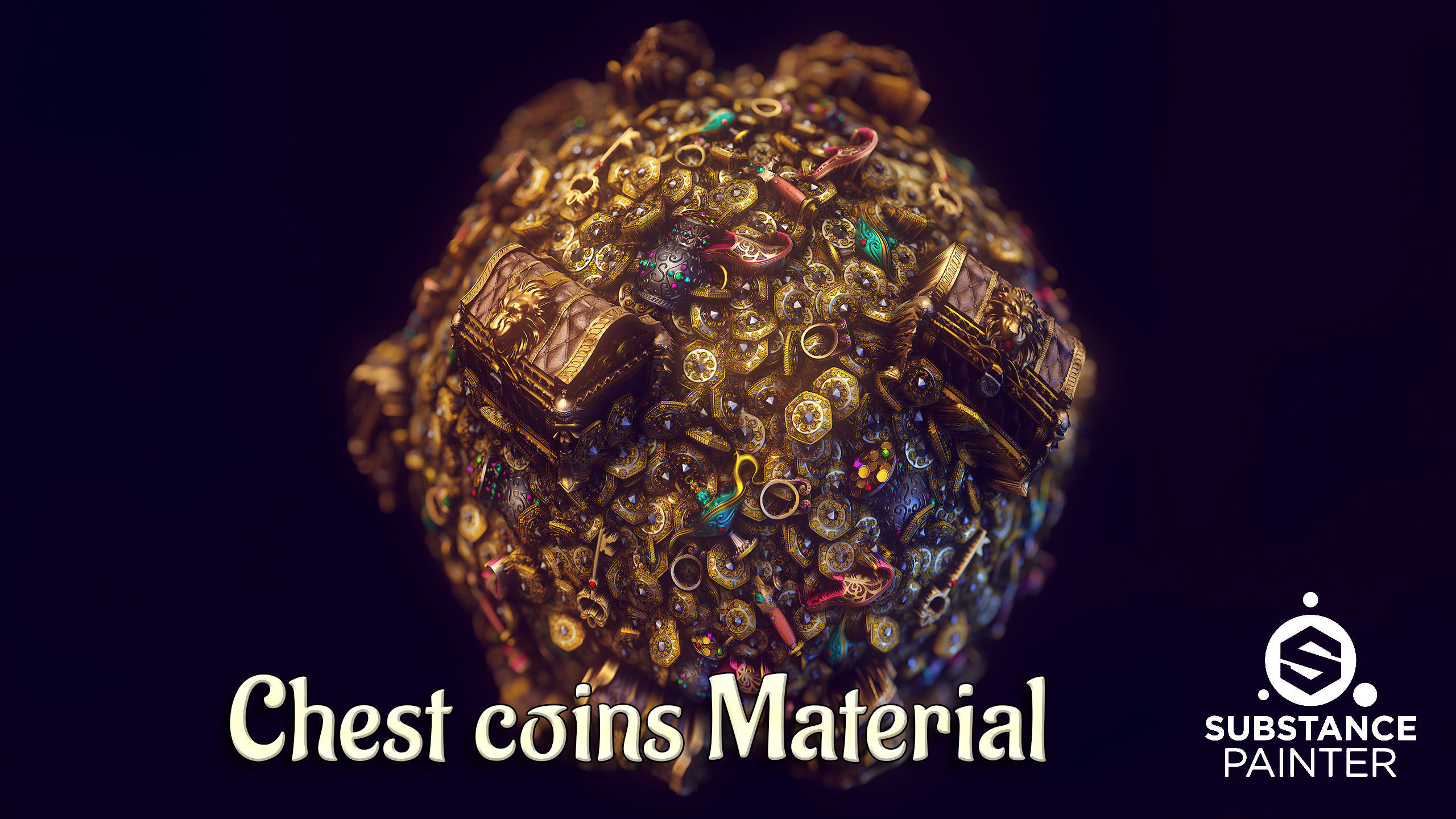 Chest coins Material 3D model | CGTrader