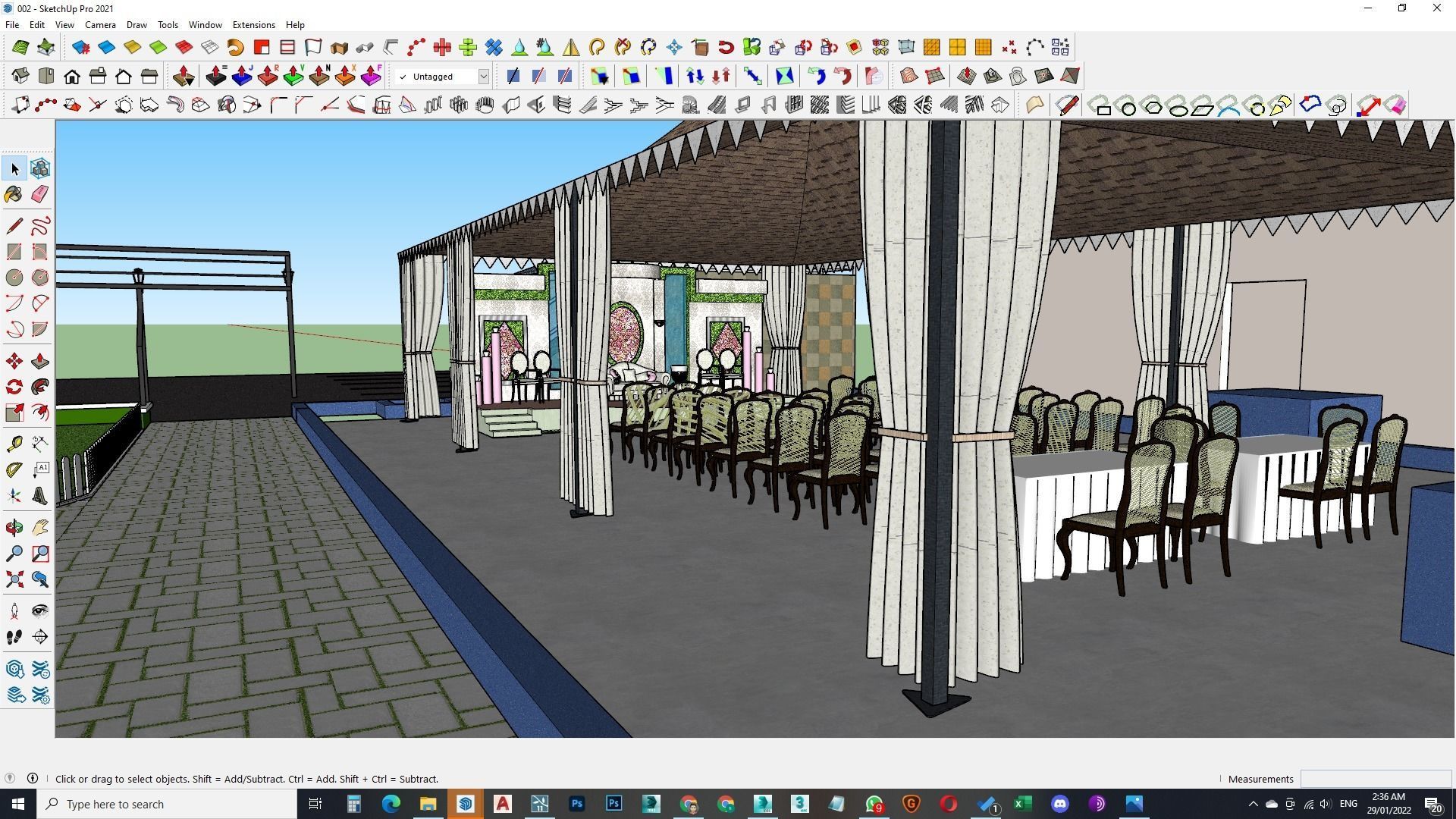 PVC coated party Tent with outdoor and landscape design 3D model | CGTrader