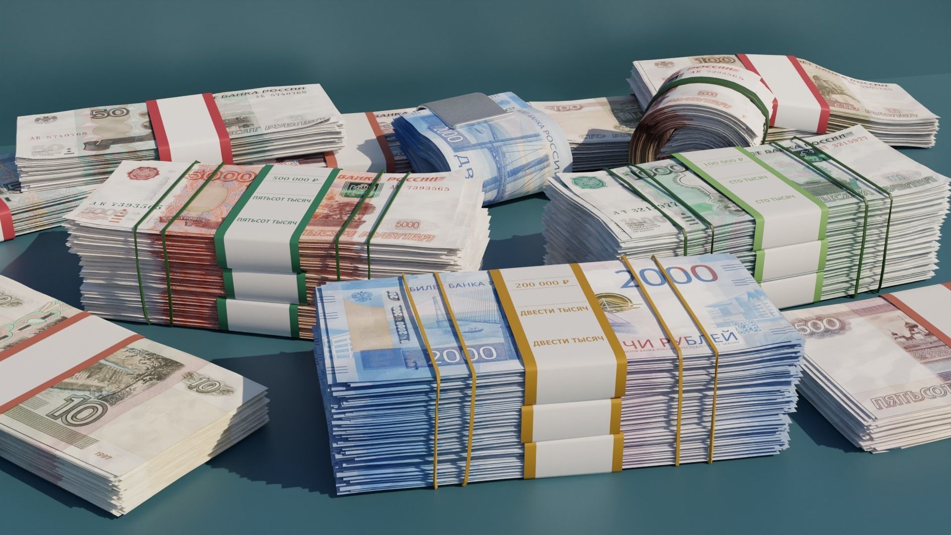 3D model Rubles- Stack of Russian Money Ruble Banknote Pack- animated ...