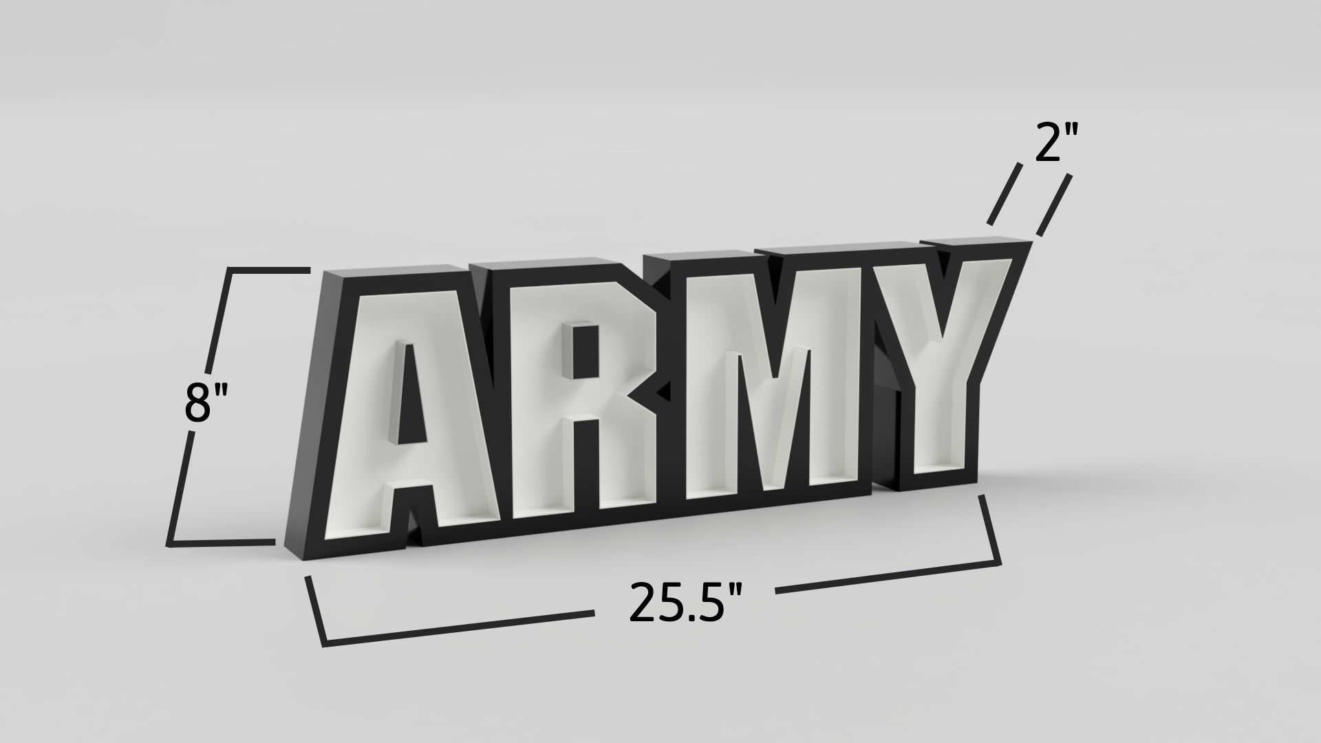 LED Army Sign 3D model 3D printable | CGTrader