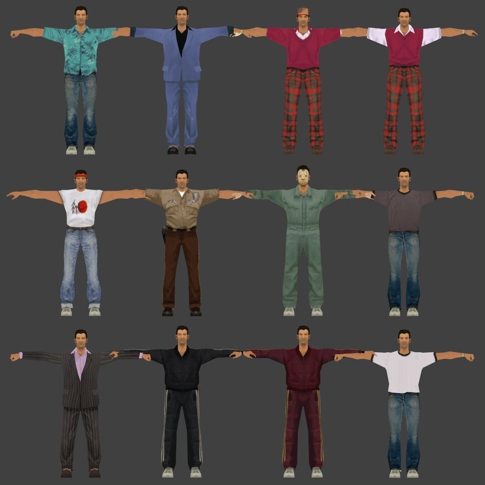 Tommy Vercetti model pack free VR / AR / low-poly 3D model rigged ...