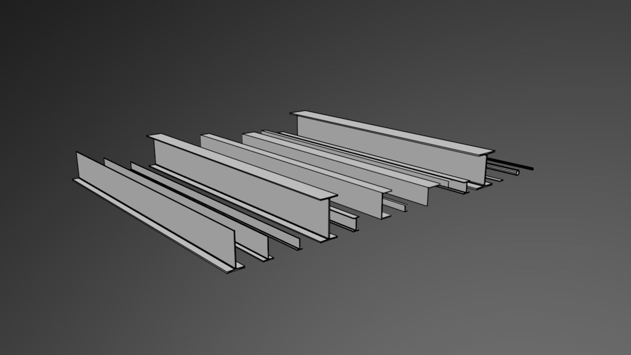 3D model Steel Beams Modular Kit 4K Weathered Steel PBR Texture VR / AR ...