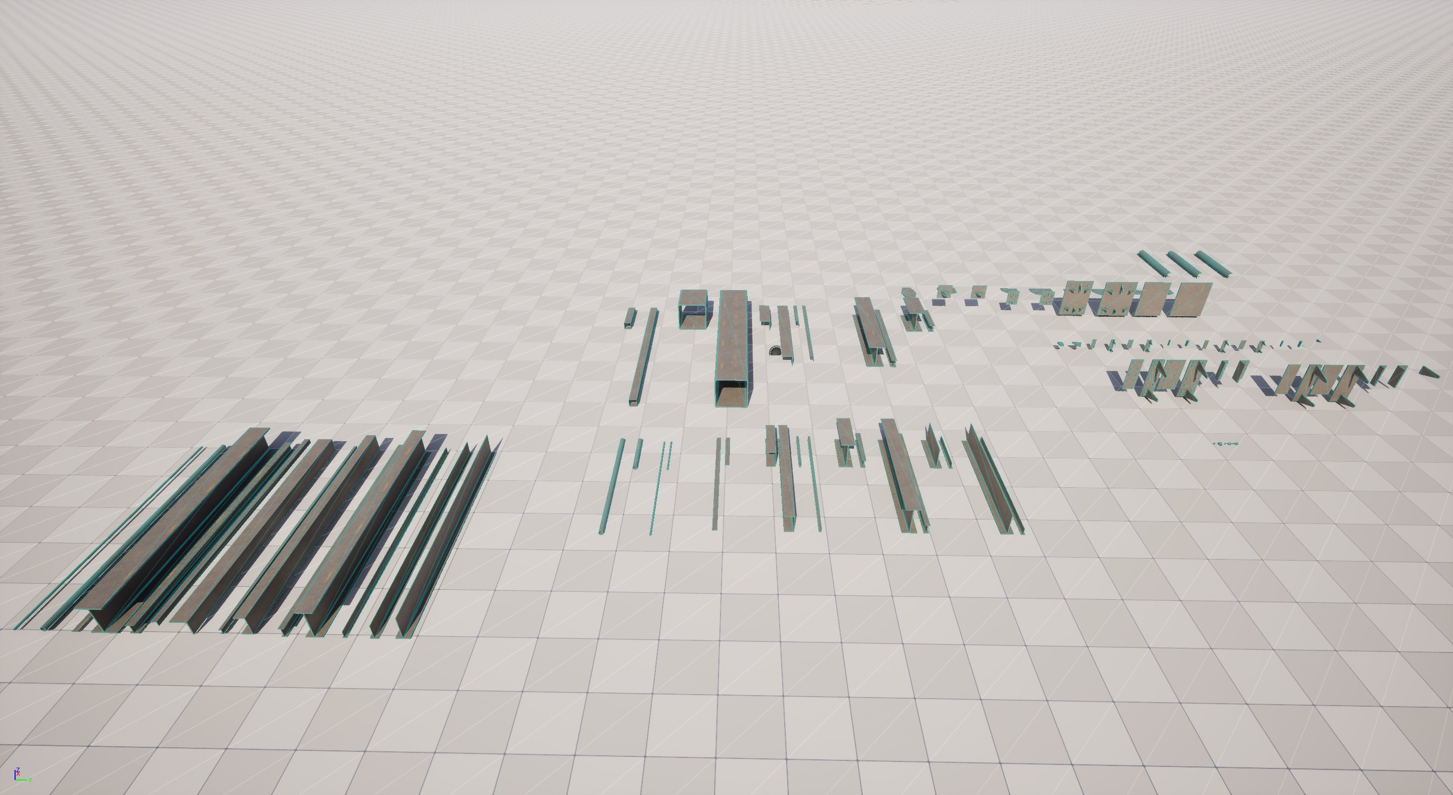 3D model Steel Beams Modular Kit 4K Weathered Steel PBR Texture VR / AR ...