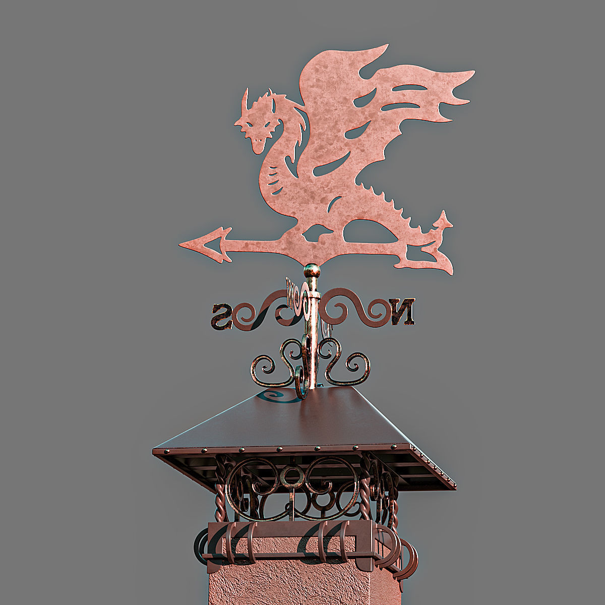 Weather vane dragon 3D model | CGTrader