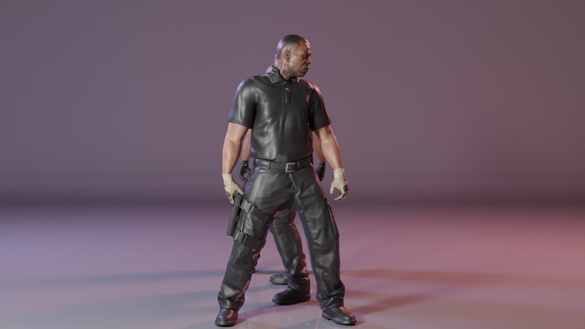 3D model Elite security guard with bulletproof vest VR / AR / low-poly ...