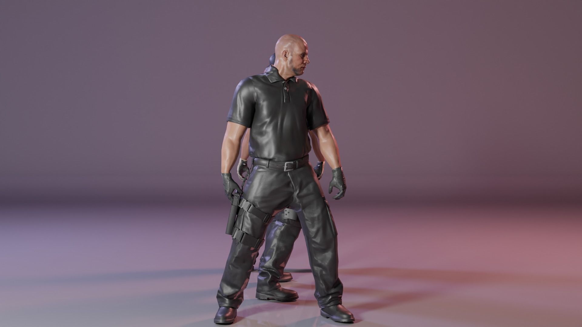 3D model Elite security guard with bulletproof vest VR / AR / low-poly ...