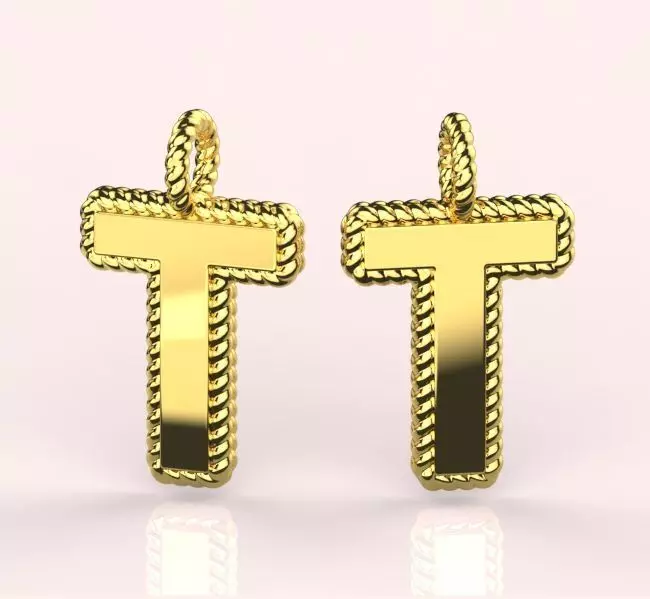 Pendant Letter T Necklace 3D print model 3D model 3D printable | CGTrader