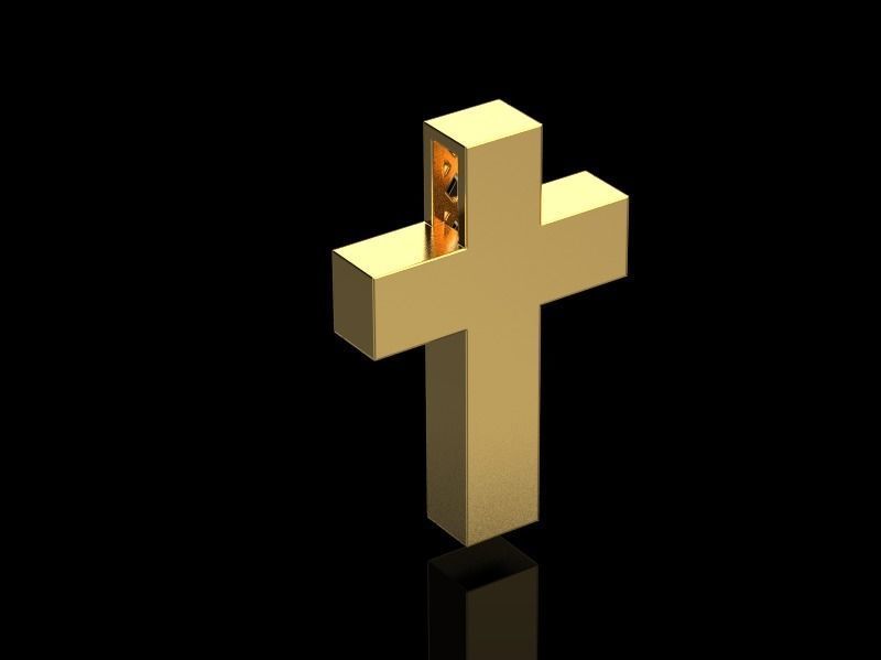 simple golden cross 3D model 3D printable | CGTrader