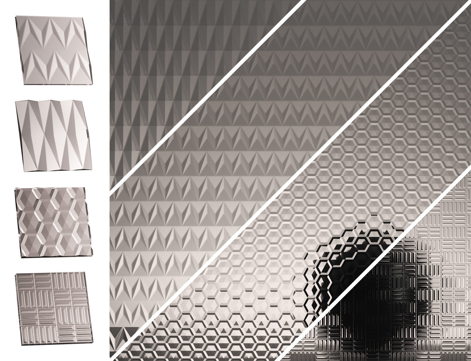 Texture Fluted Glass Set 05 VR / AR / low-poly | CGTrader