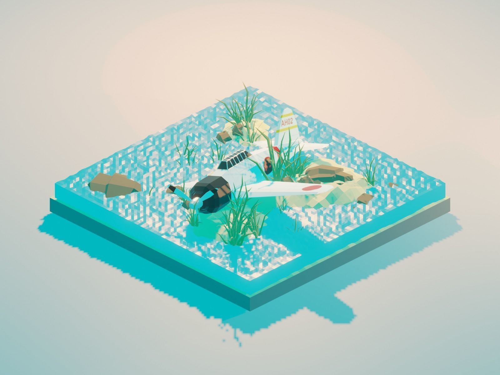 3D model Airplane 3D model crash models plane low poly game ready VR ...