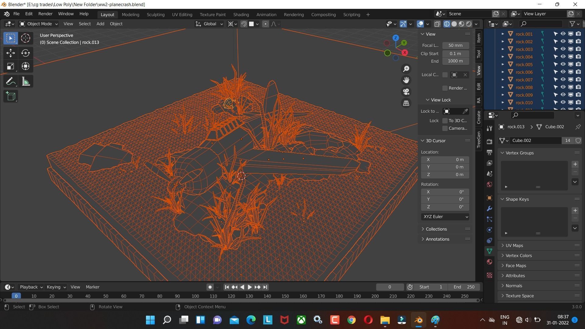 3D model Airplane 3D model crash models plane low poly game ready VR ...
