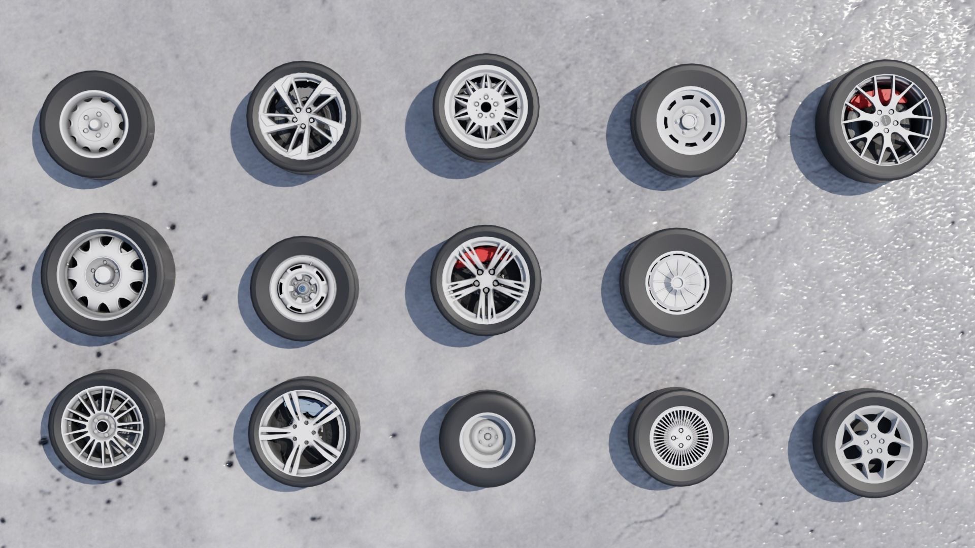 3D model CAR TUNING COLLECTION wheel spoiler bumper VR / AR / low-poly ...