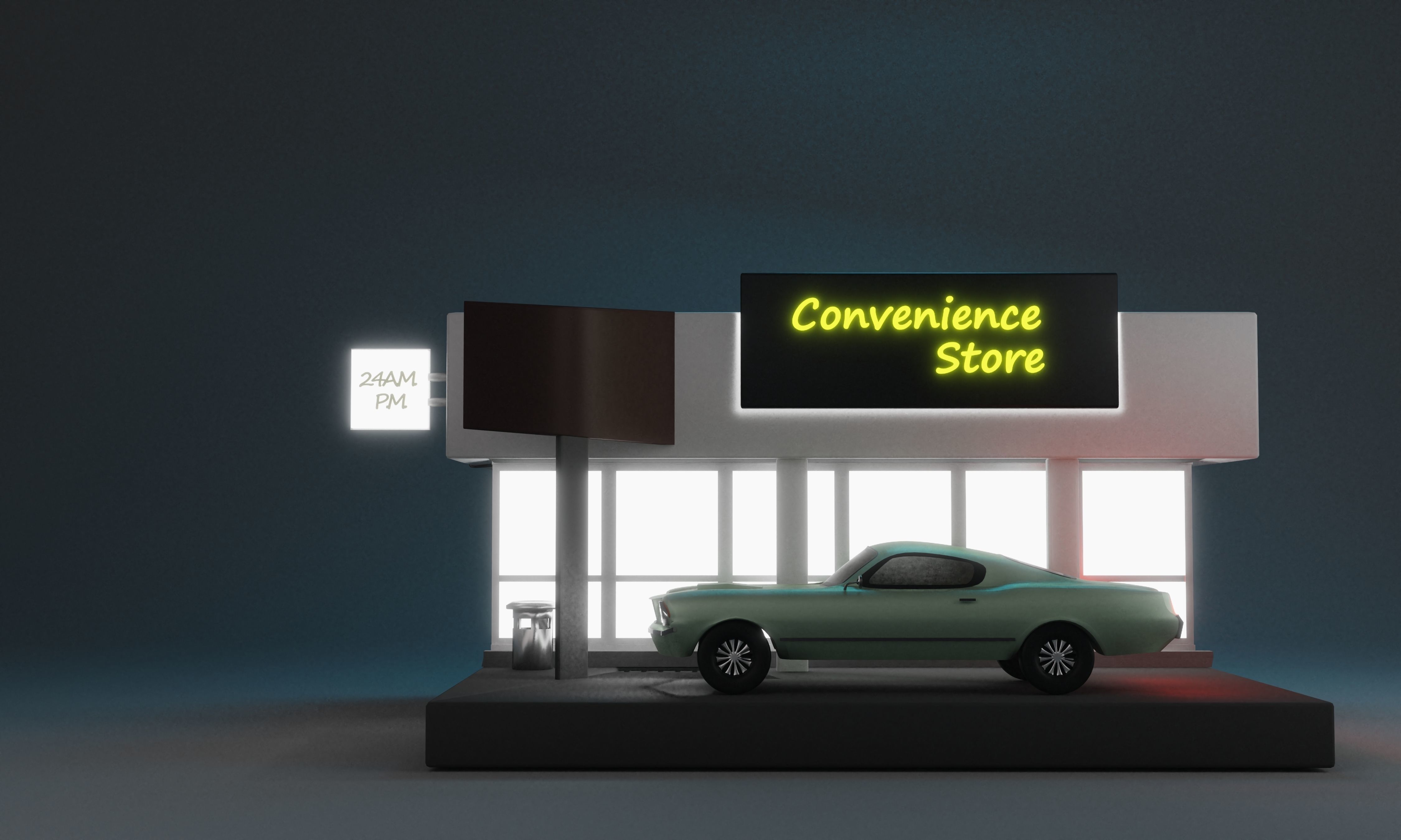 3D model Isometric convenience store with car VR / AR / low-poly | CGTrader