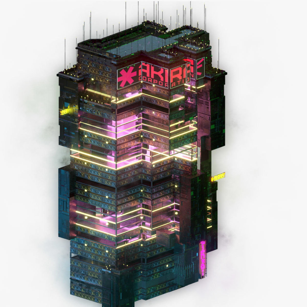 Sci-Fi Cyberpunk Futuristic City Skyscraper Building 45 3D model | CGTrader