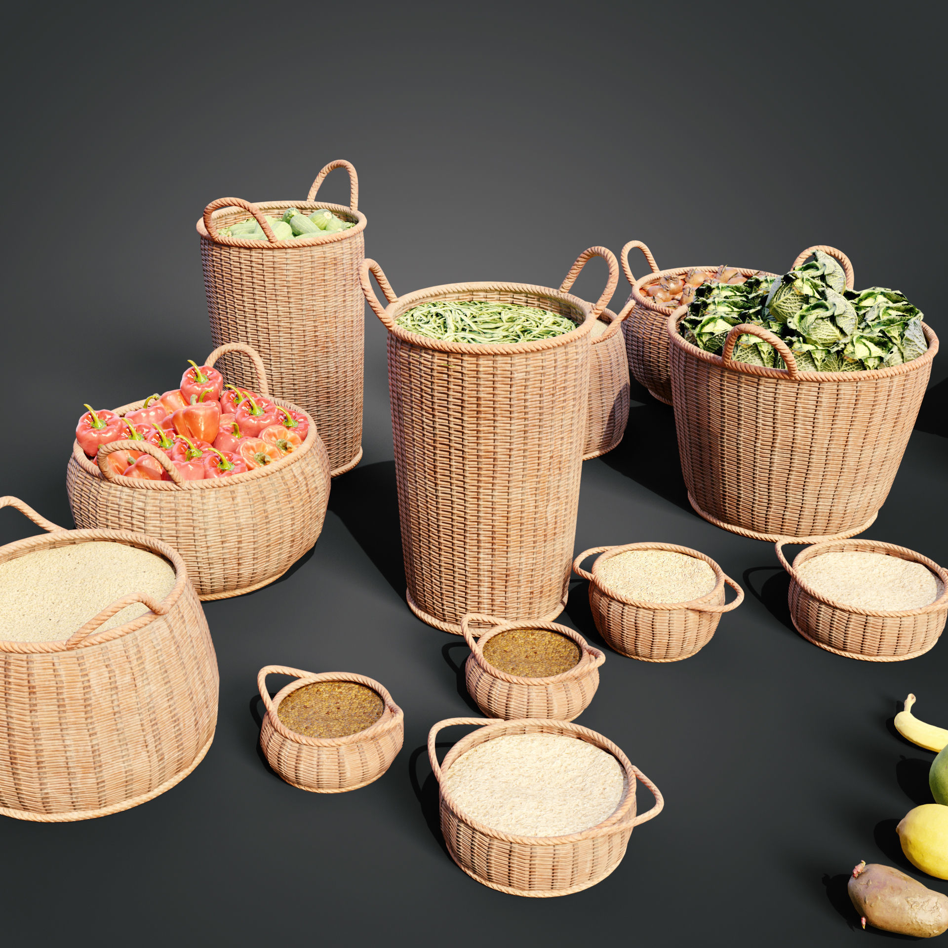 3D model Medieval market container props VR / AR / low-poly | CGTrader