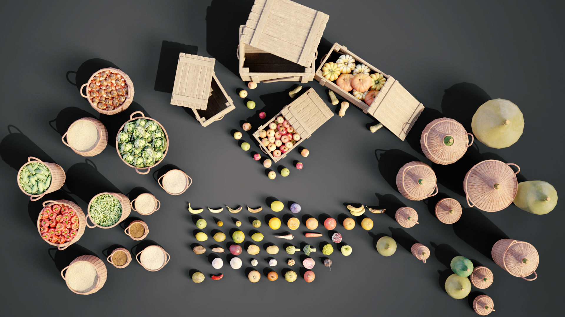 3D model Medieval market container props VR / AR / low-poly | CGTrader