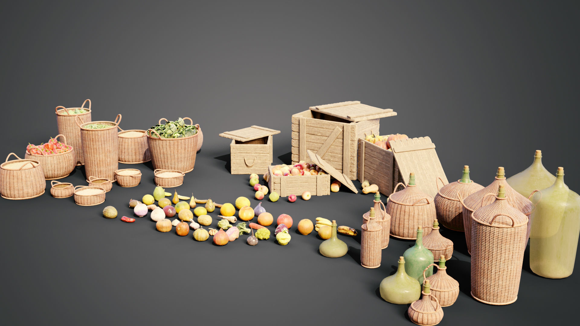 3D model Medieval market container props VR / AR / low-poly | CGTrader
