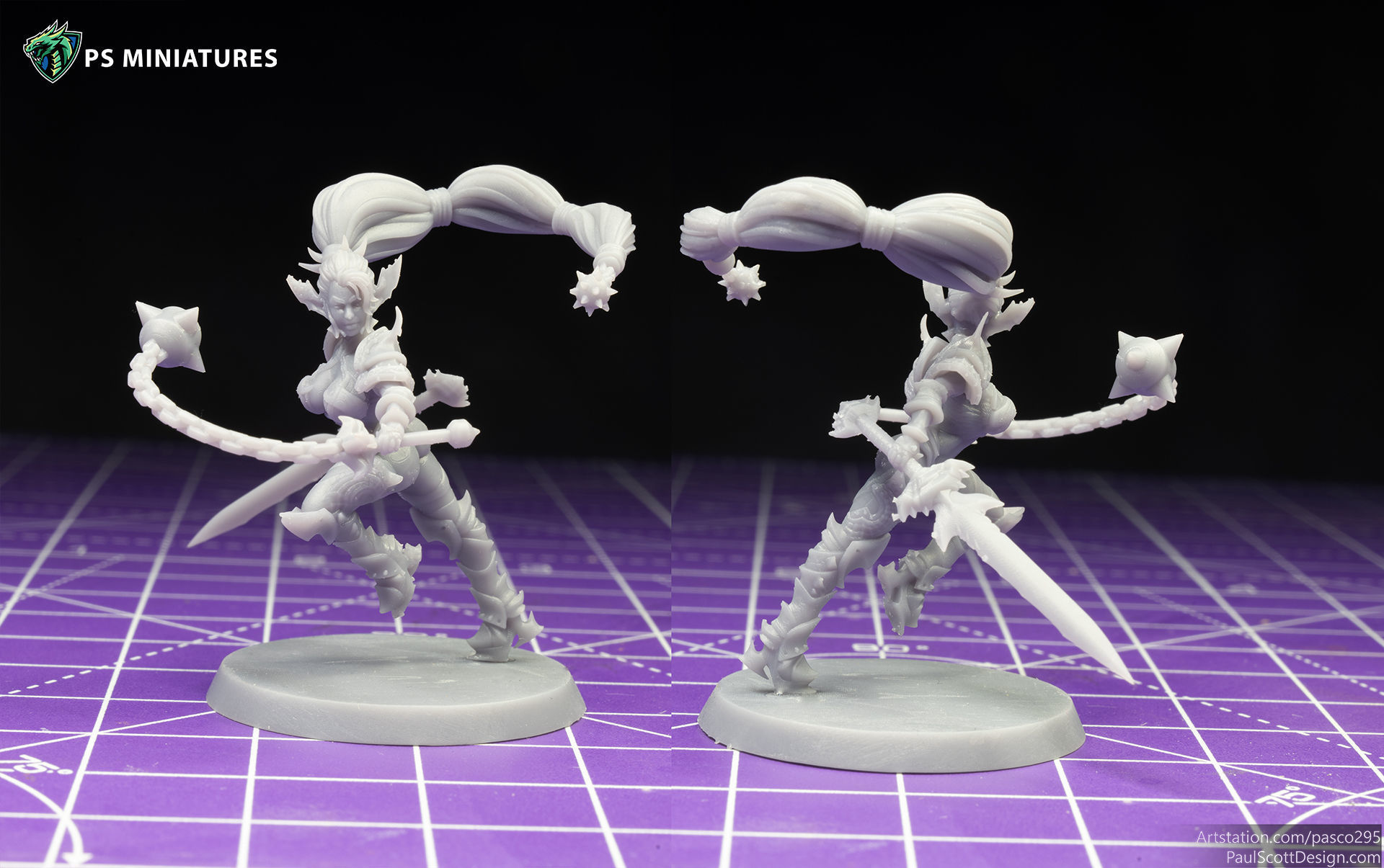 Drow Legionnaire Pose 3 - 4 Variants and Pinup 3D model 3D printable ...