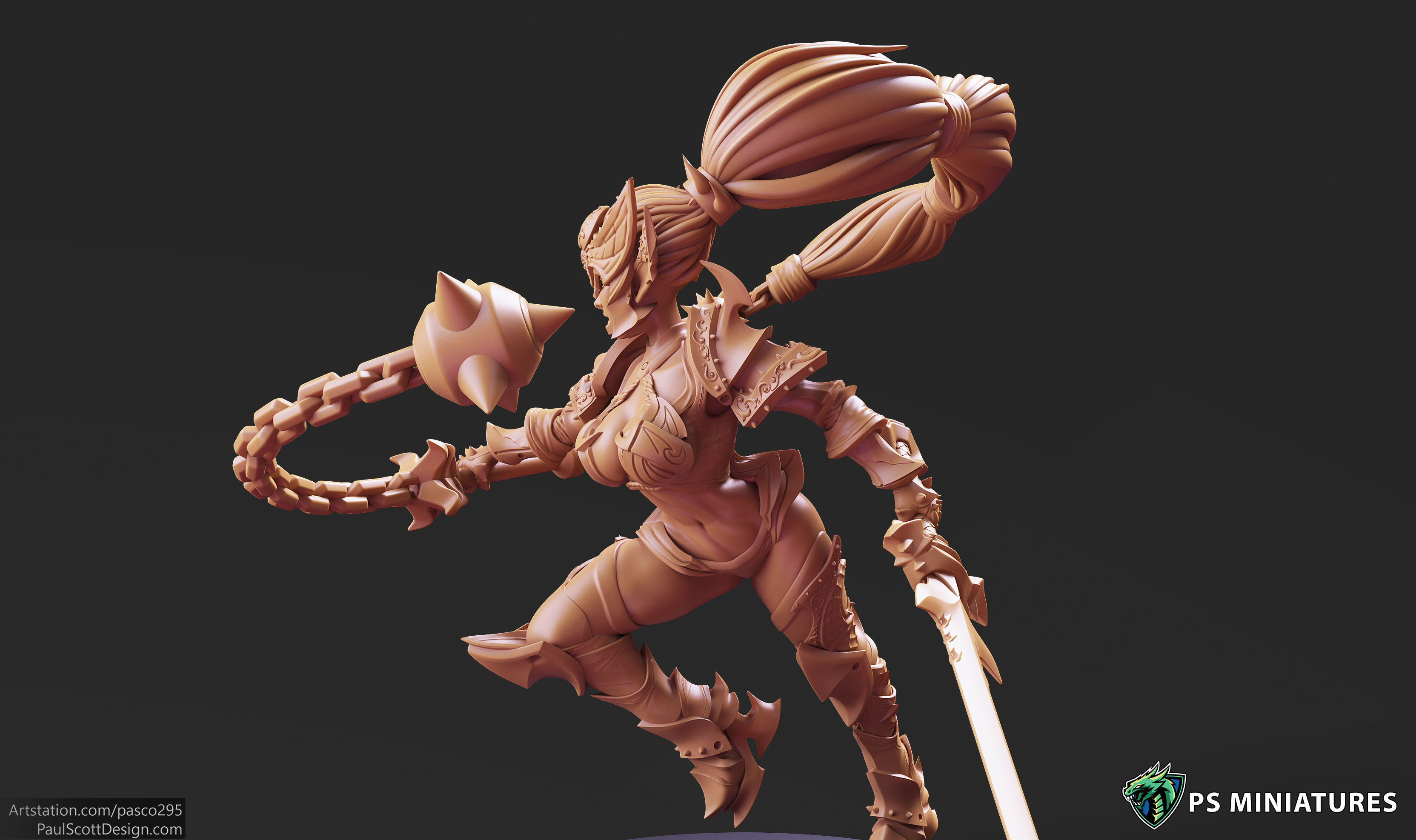 Drow Legionnaire Pose 3 - 4 Variants and Pinup 3D model 3D printable ...