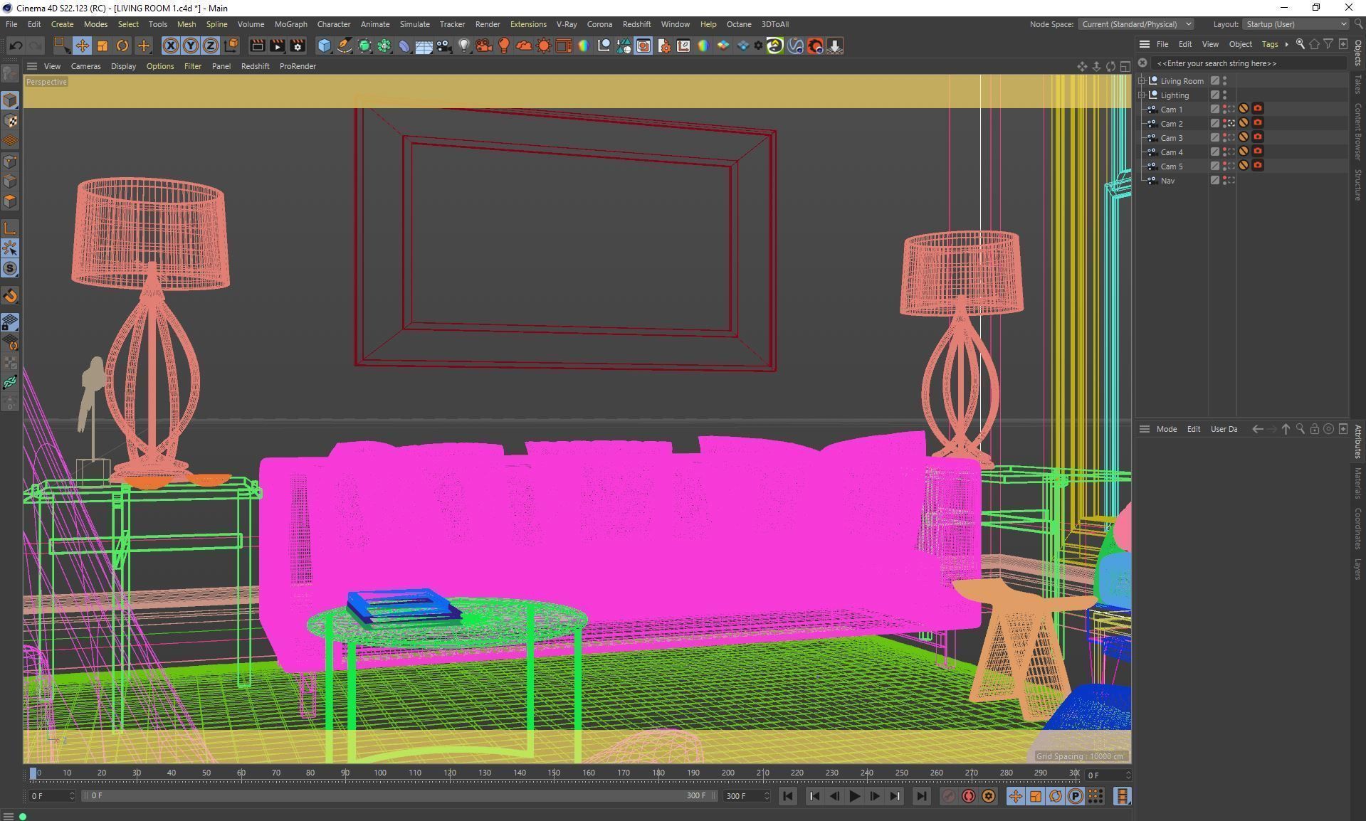 Redshift - C4D Scene files - Living Room Interior 3D model 3D model ...