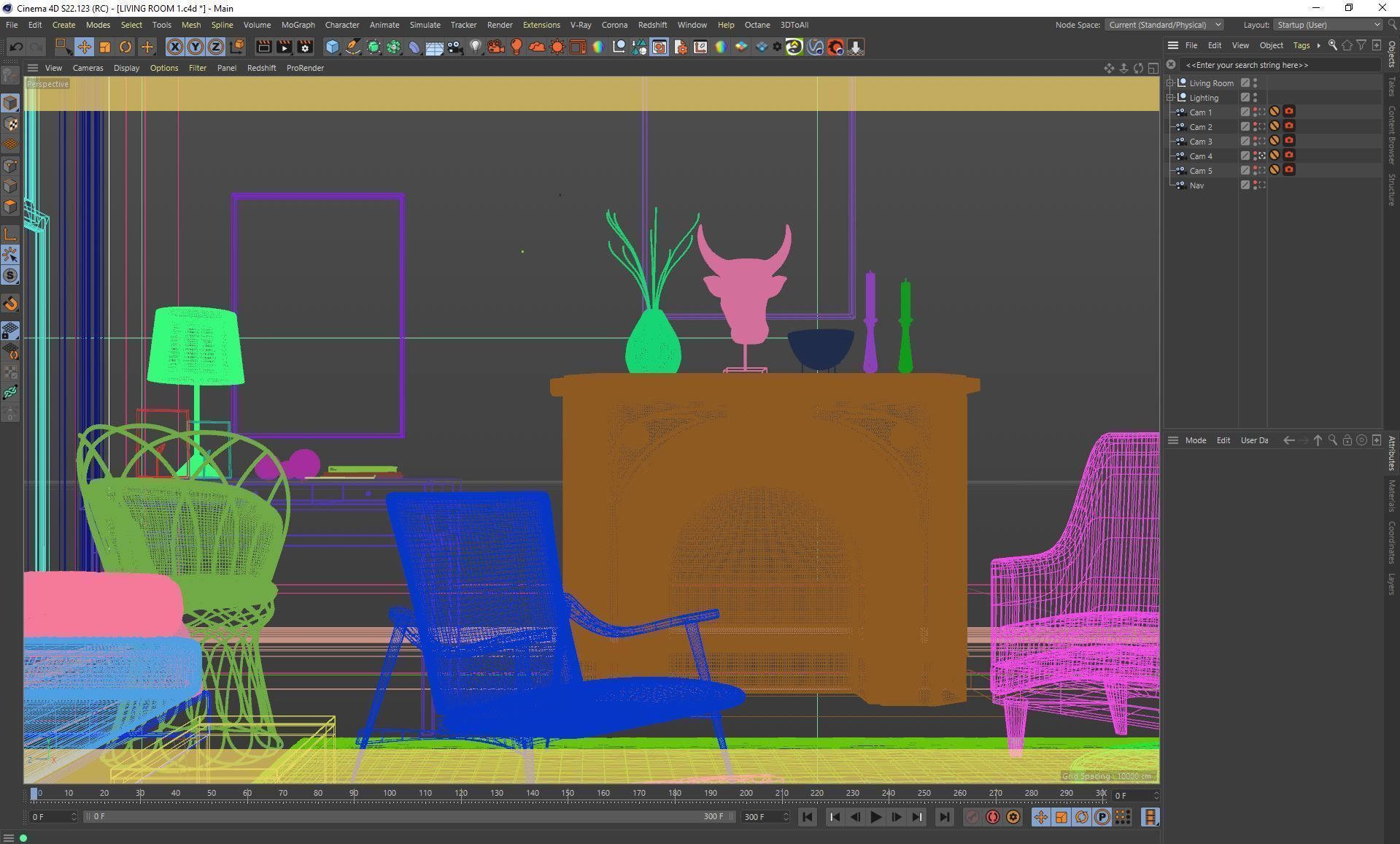 Redshift - C4D Scene files - Living Room Interior 3D model 3D model ...