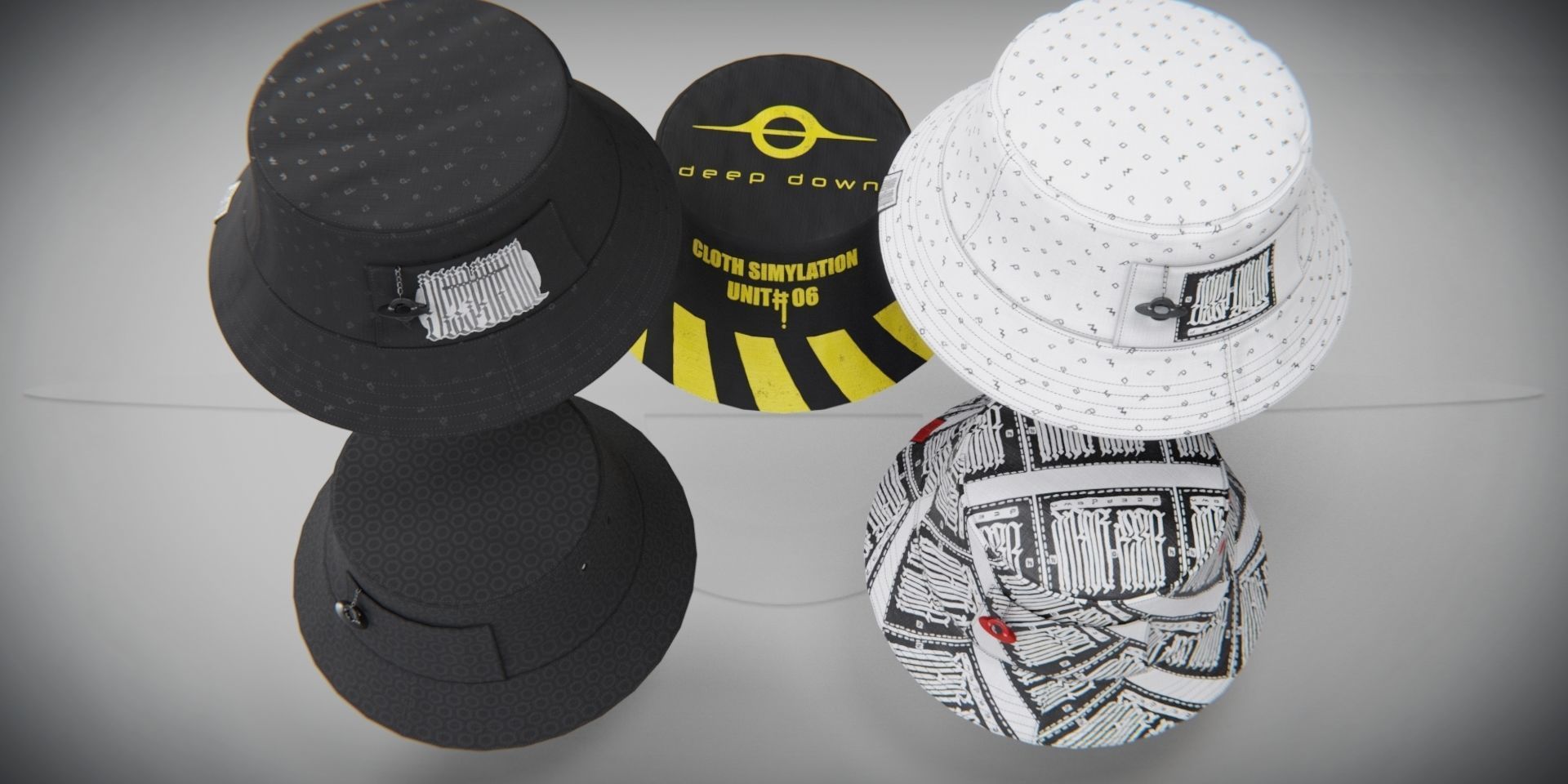 3D model Photoreal Low and High poly Bucket Hat Set VR / AR / low-poly ...