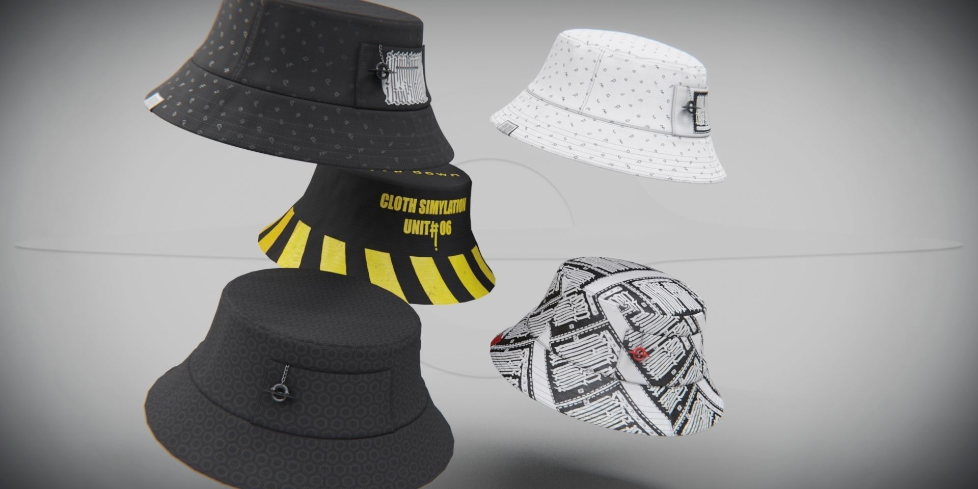 3D model Photoreal Low and High poly Bucket Hat Set VR / AR / low-poly ...