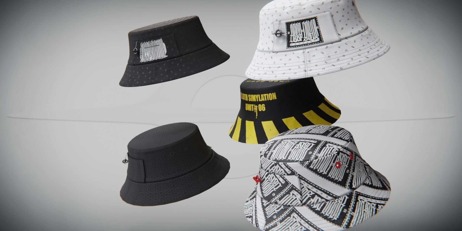 3D model Photoreal Low and High poly Bucket Hat Set VR / AR / low-poly ...