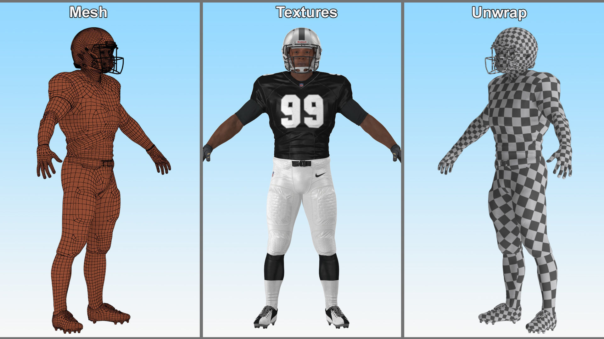 Las Vegas Raiders American Football Player Rigged Fur 3D model rigged ...